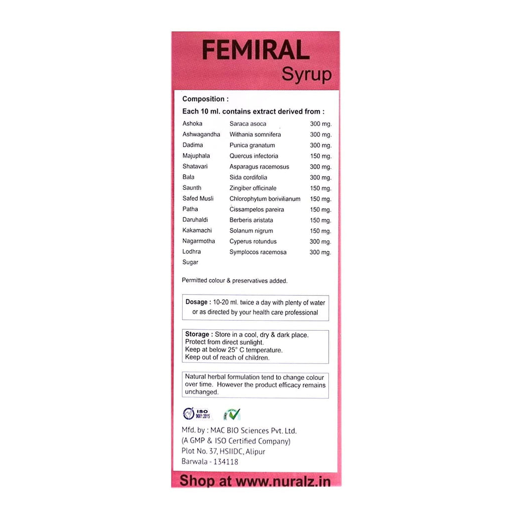 Nuralz Femiral Syrup (400 ml) (200 ml X 2) – Uniherbs India